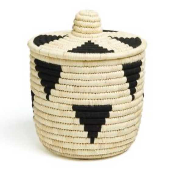 Natural with Black Triangle Basket with Lid – Wild by Tart